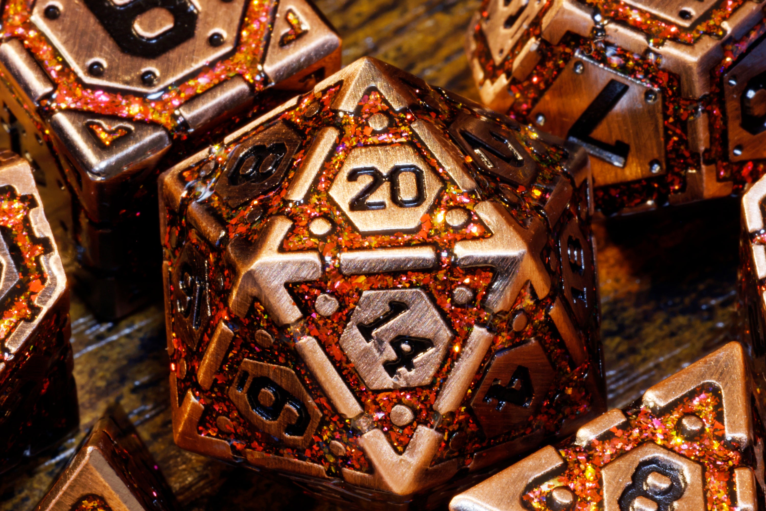 Volcanic Artifact Vault dice set