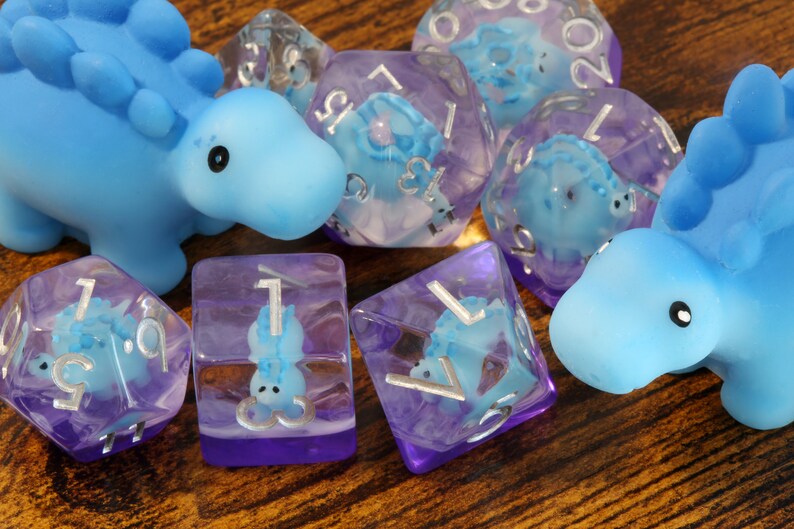 DND Dice | Blue Baby Stegosaurus dice set, Dinosaur dice | Dice Set for ...