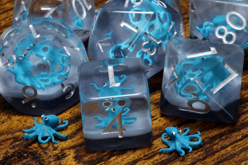 DND Dice | Octopus dice set | Dice Set for Dungeons and Dragons